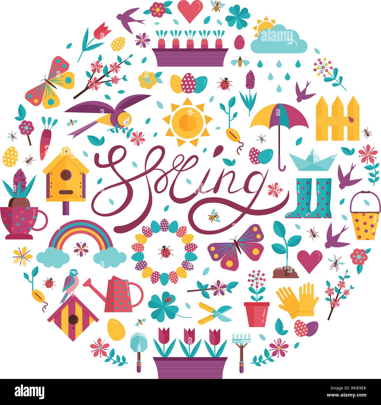 Springtime symbols Stock Vector Images - Alamy