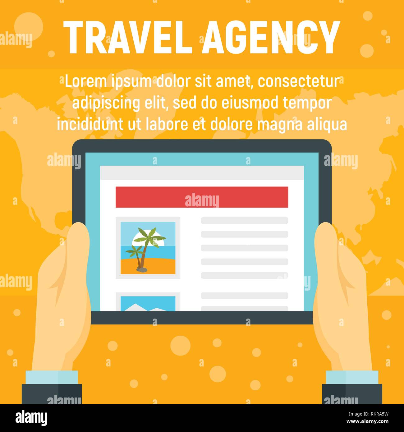Online travel agency concept background. Flat illustration of online ...