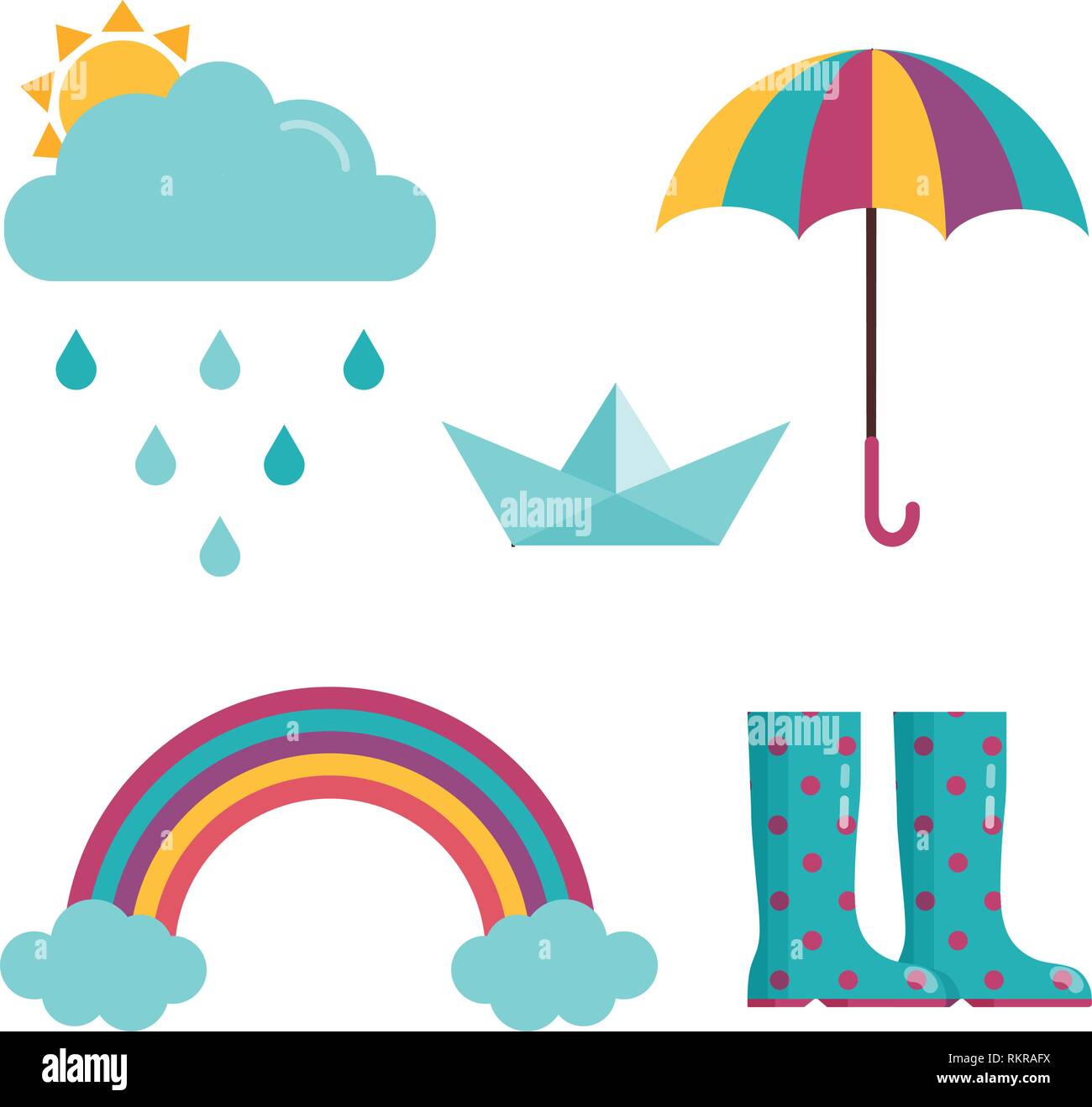 Spring Rain Icons Set Stock Vector Image & Art - Alamy