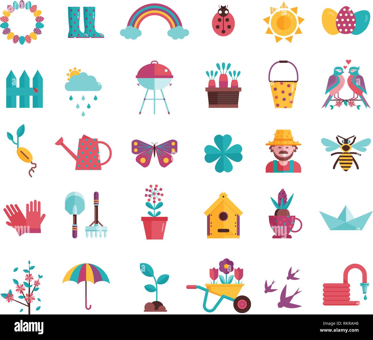 Spring and Gardening Icon Set Stock Vector Image & Art - Alamy