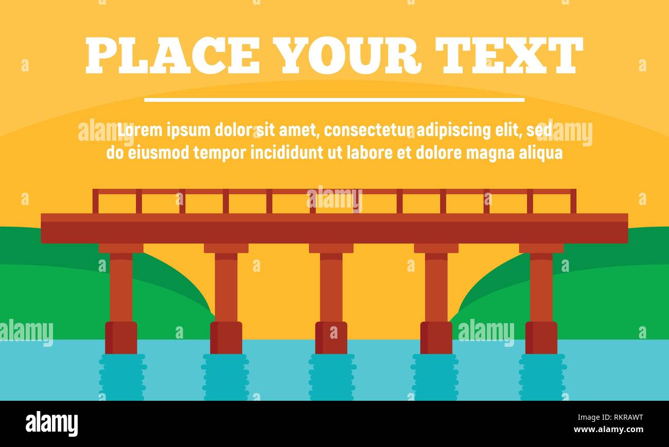 Beton bridge concept banner. Flat illustration of beton bridge vector ...