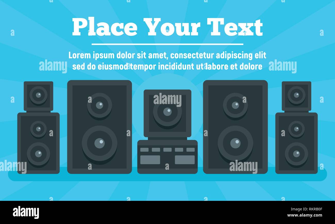 Surround stereo system concept banner. Flat illustration of surround ...