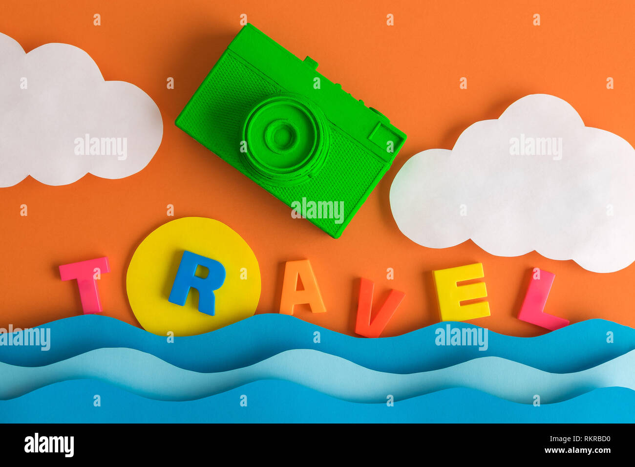 Summer vacation minimal creative concept made of colorful travel ...