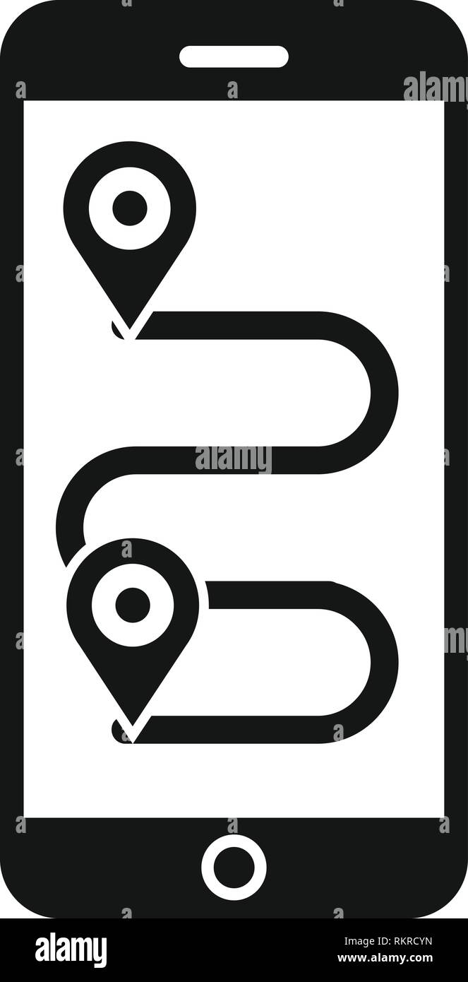Smartphone bike route icon. Simple illustration of smartphone bike ...