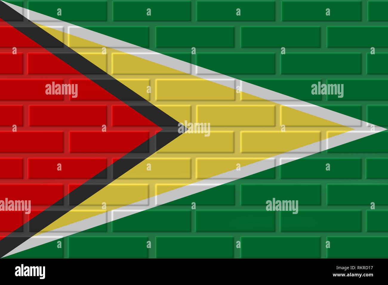 Guyana painted flag. Patriotic brick flag illustration background. National flag of Guyana Stock ...