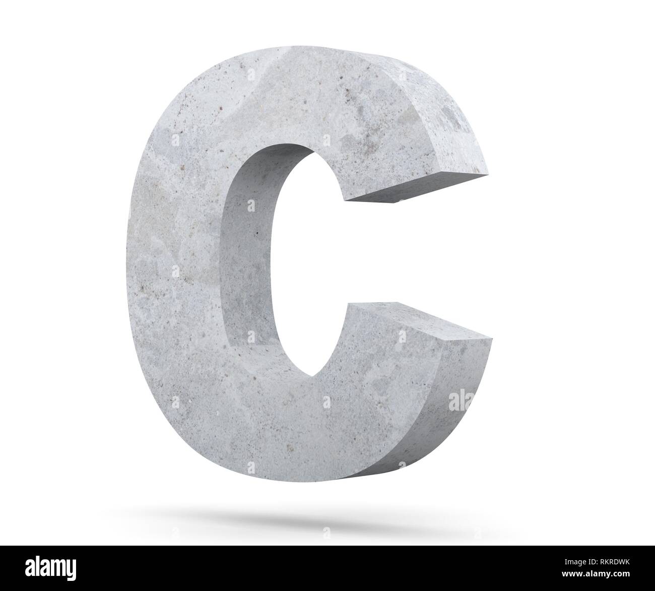 Concrete Capital Letter - C isolated on white background. 3D render ...