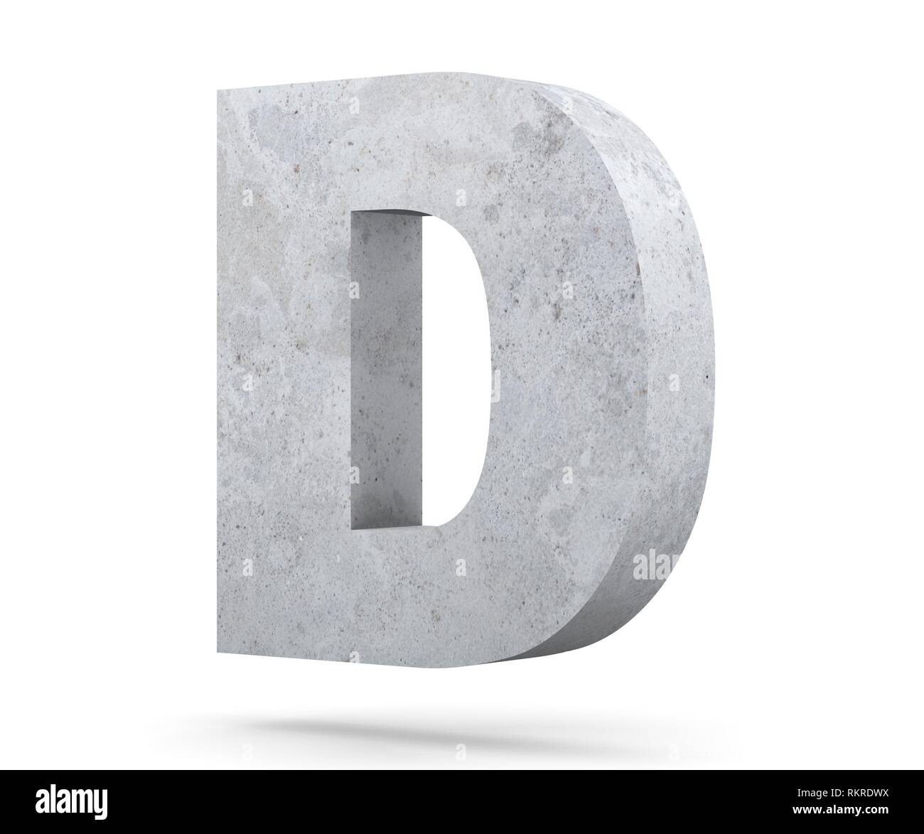 Concrete Capital Letter - D isolated on white background. 3D render ...