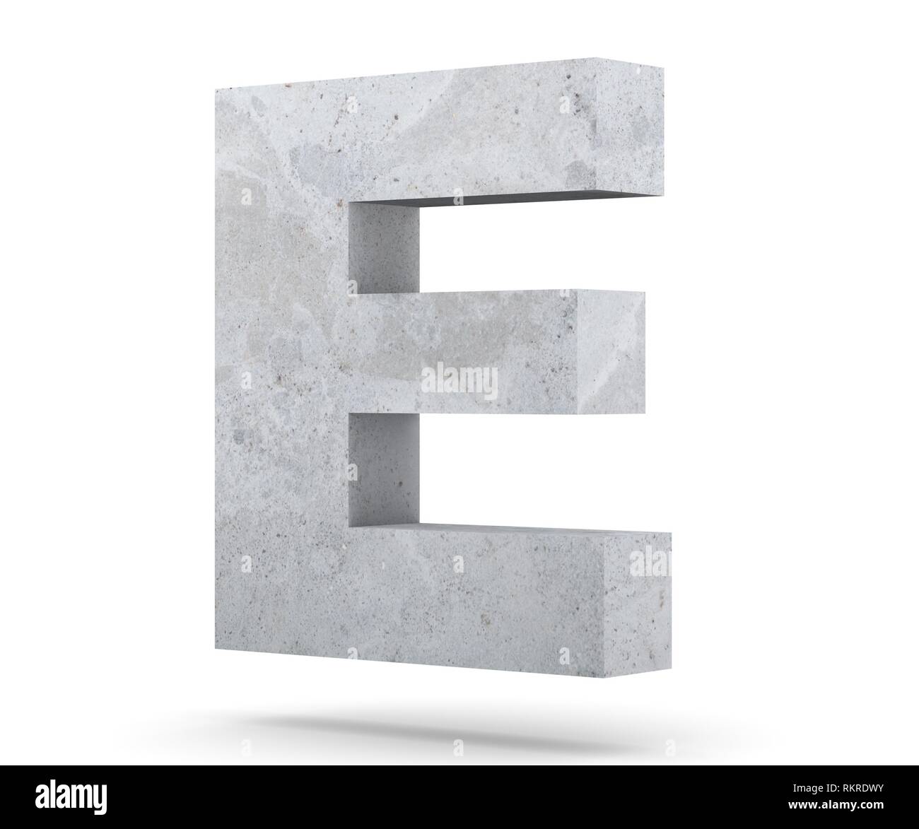 Concrete Capital Letter - E isolated on white background. 3D render ...