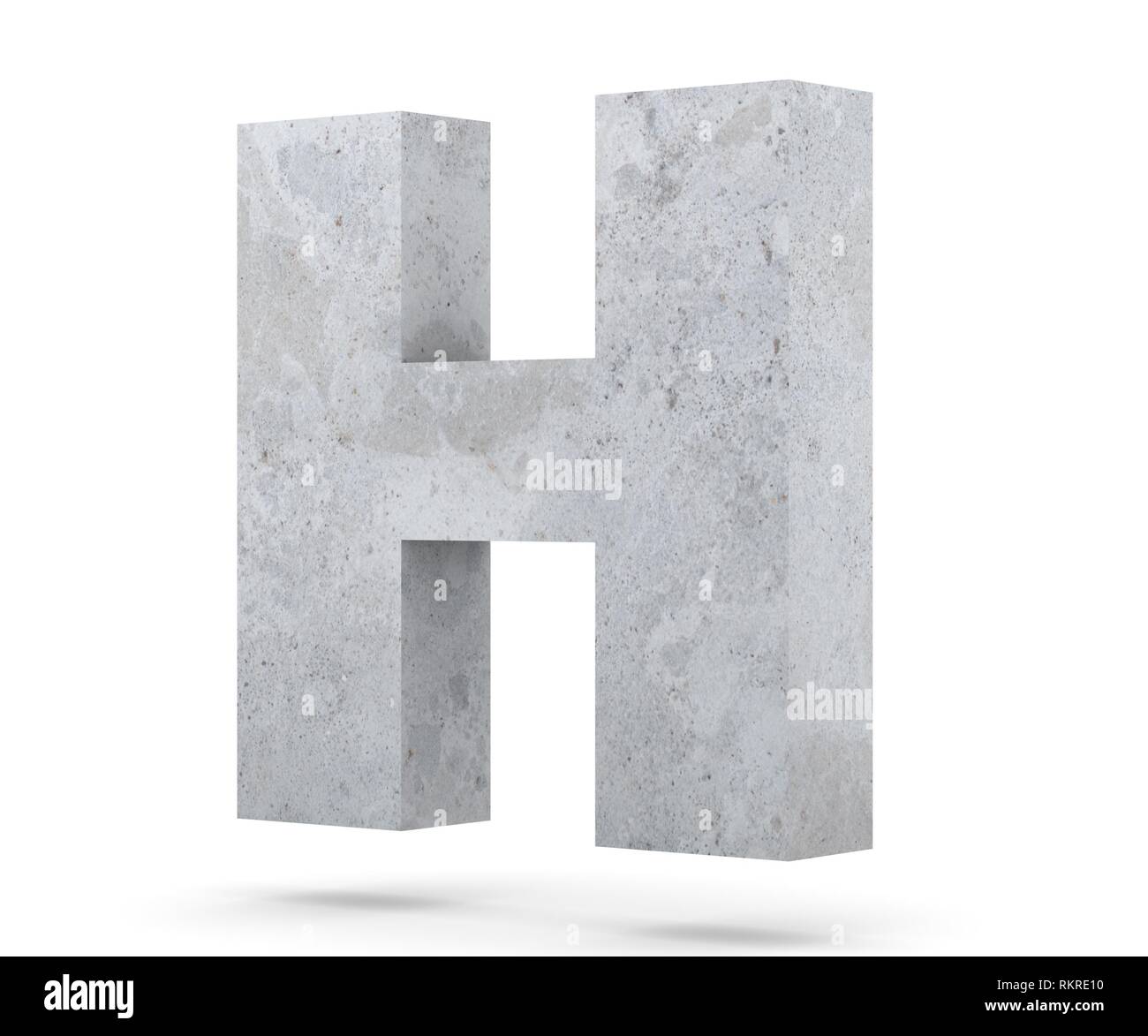 Concrete Capital Letter - H isolated on white background. 3D render ...