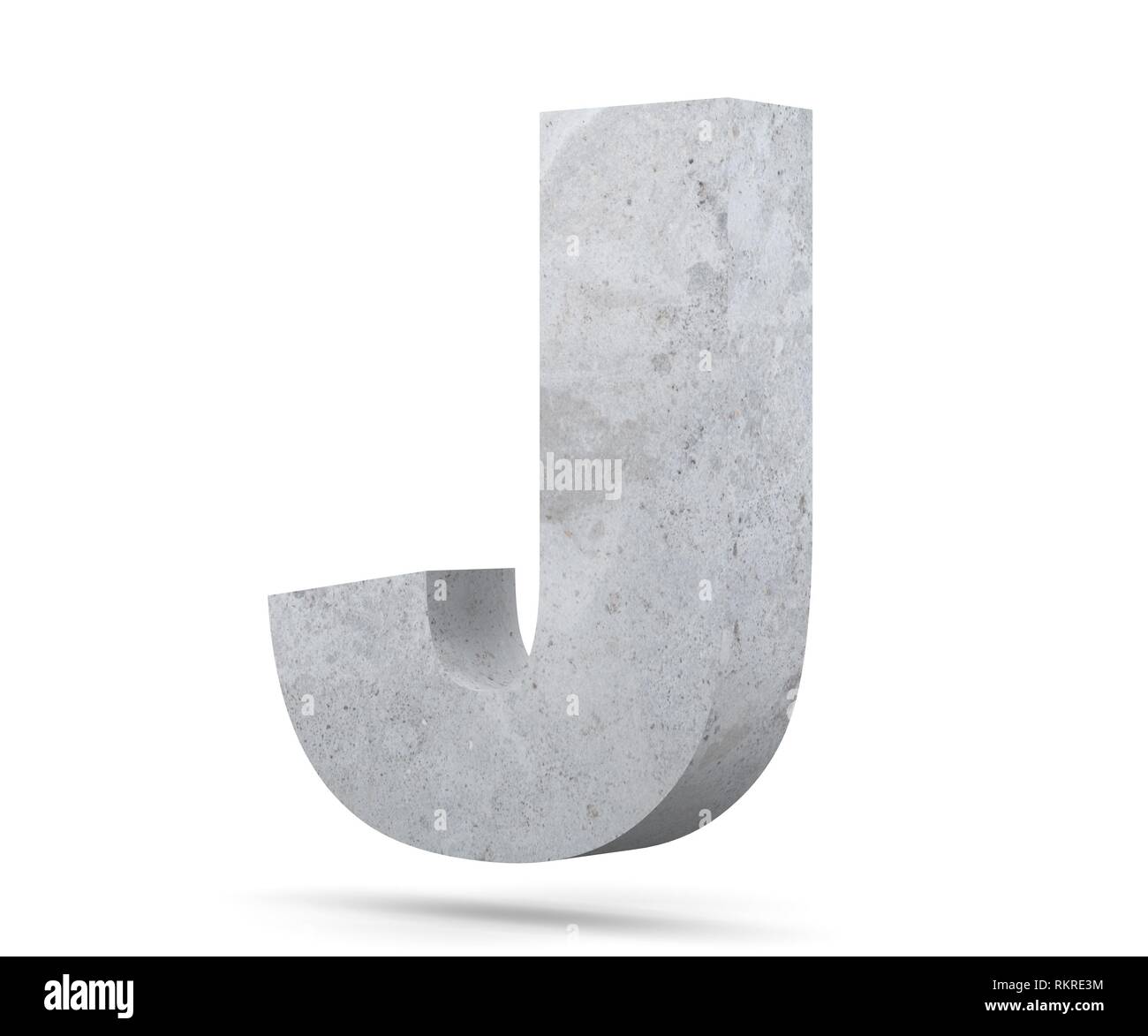 Concrete Capital Letter - J isolated on white background. 3D render ...