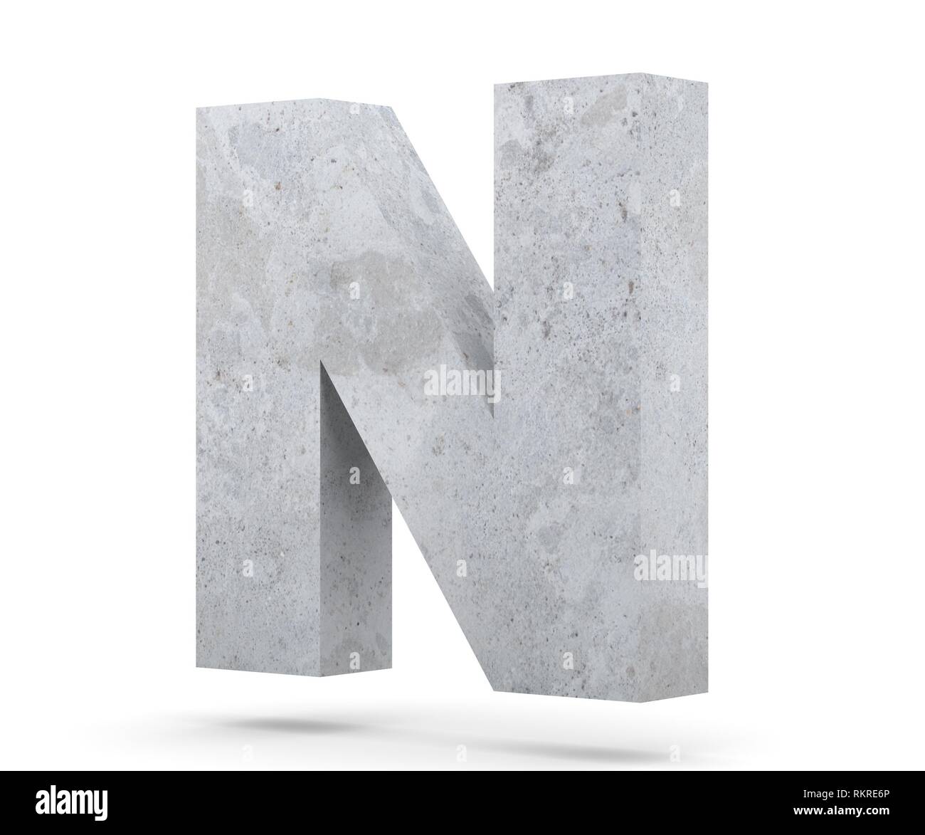 Concrete Capital Letter - N isolated on white background. 3D render ...