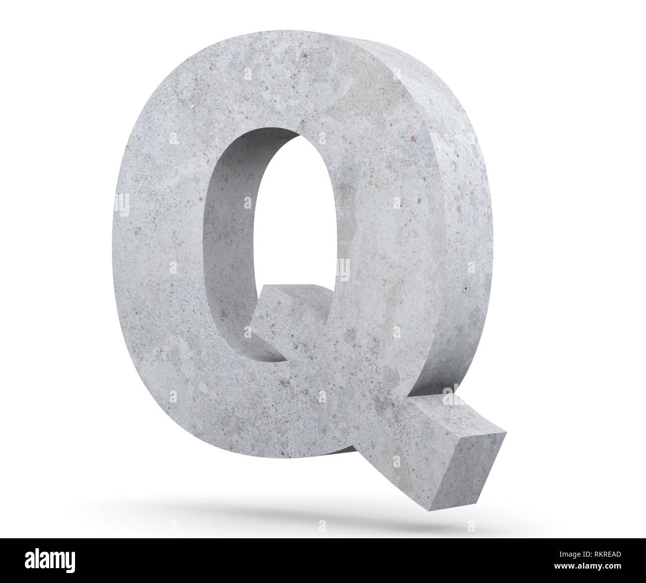 Concrete Capital Letter - Q isolated on white background. 3D render ...