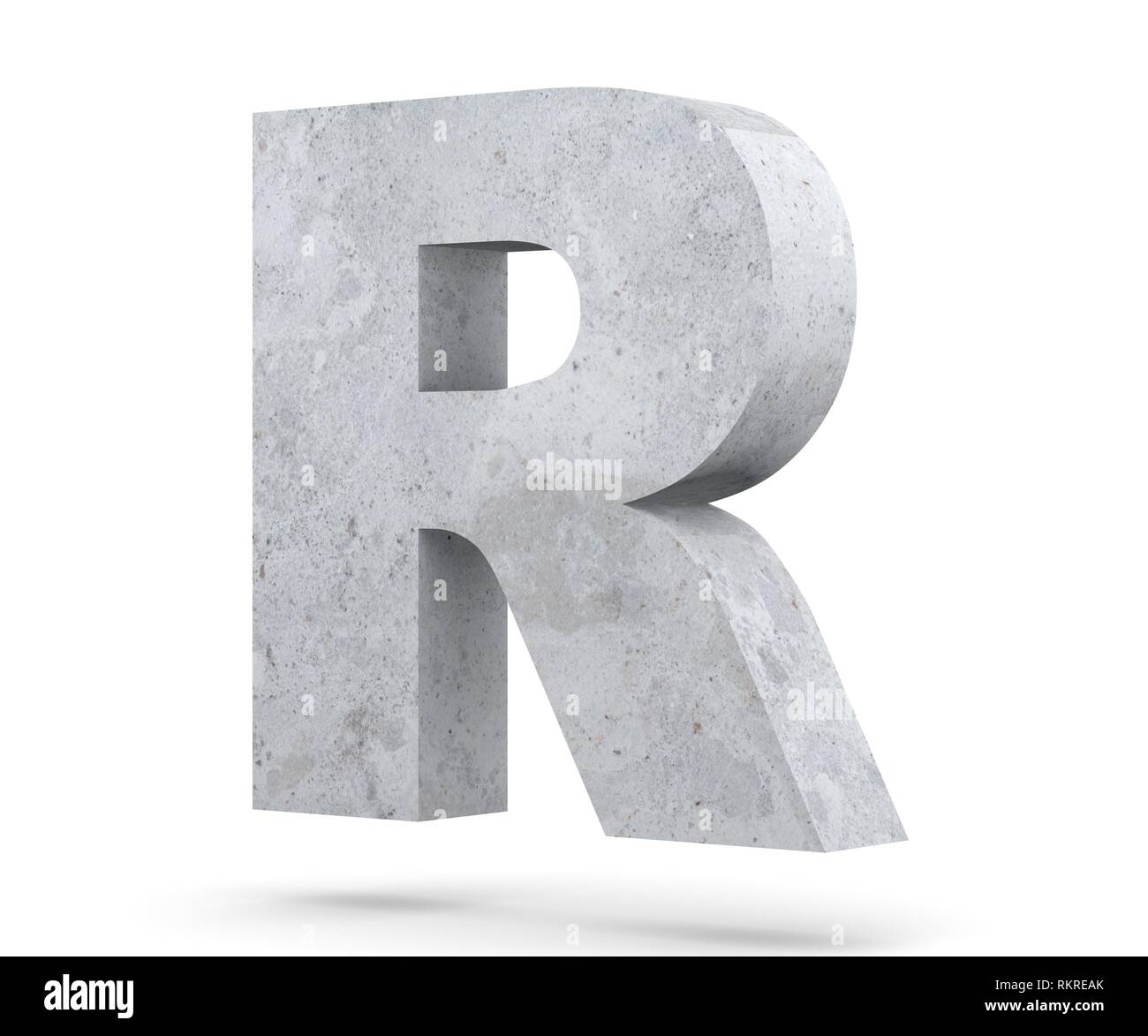 Concrete Capital Letter - R isolated on white background. 3D render ...