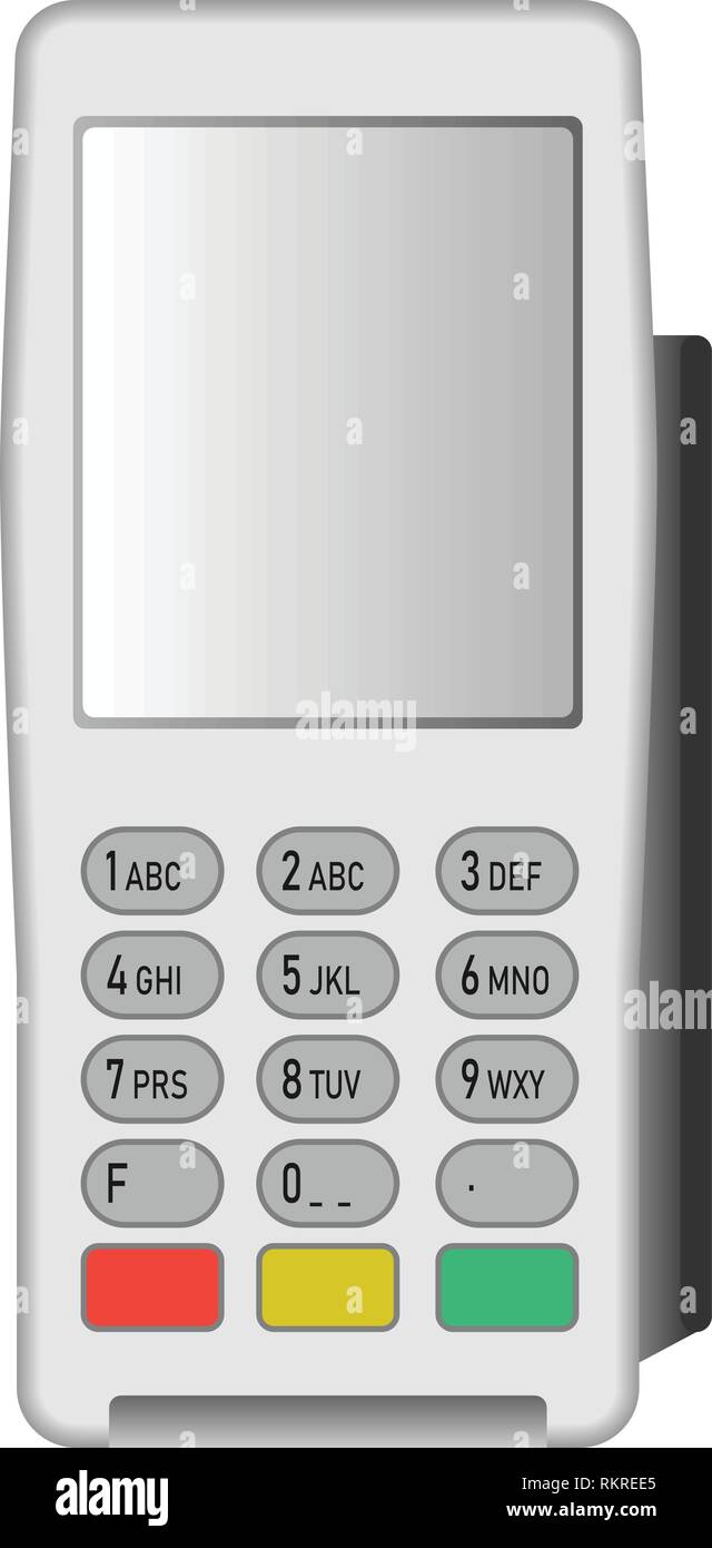 White pos terminal icon. Realistic illustration of white pos terminal ...