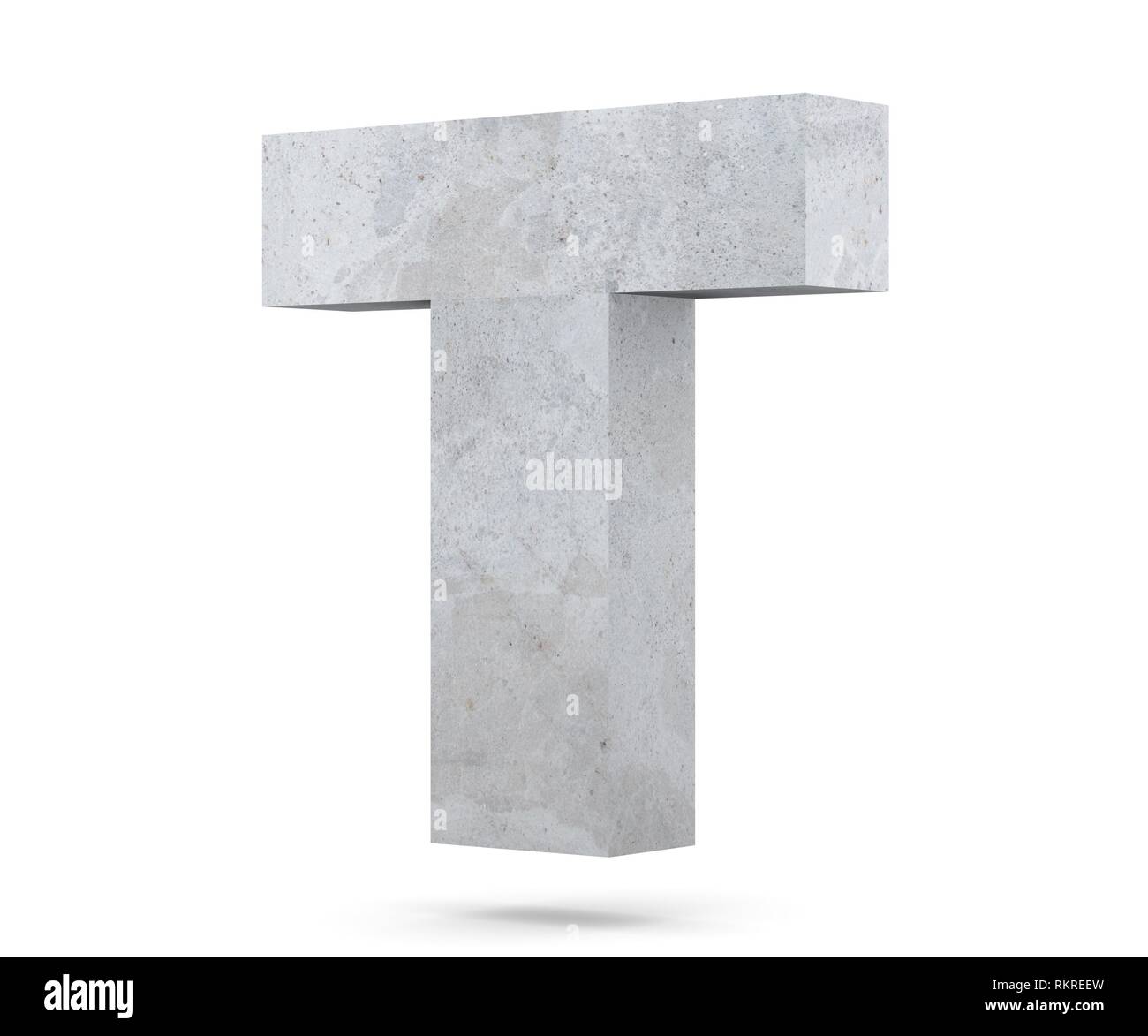 Concrete Capital Letter - T isolated on white background. 3D render ...