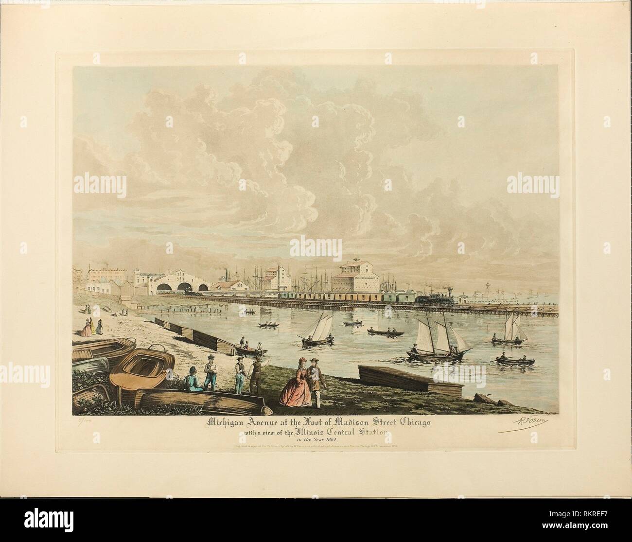 Michigan Avenue at the Foot of Madison Street, Chicago, with a view of ...