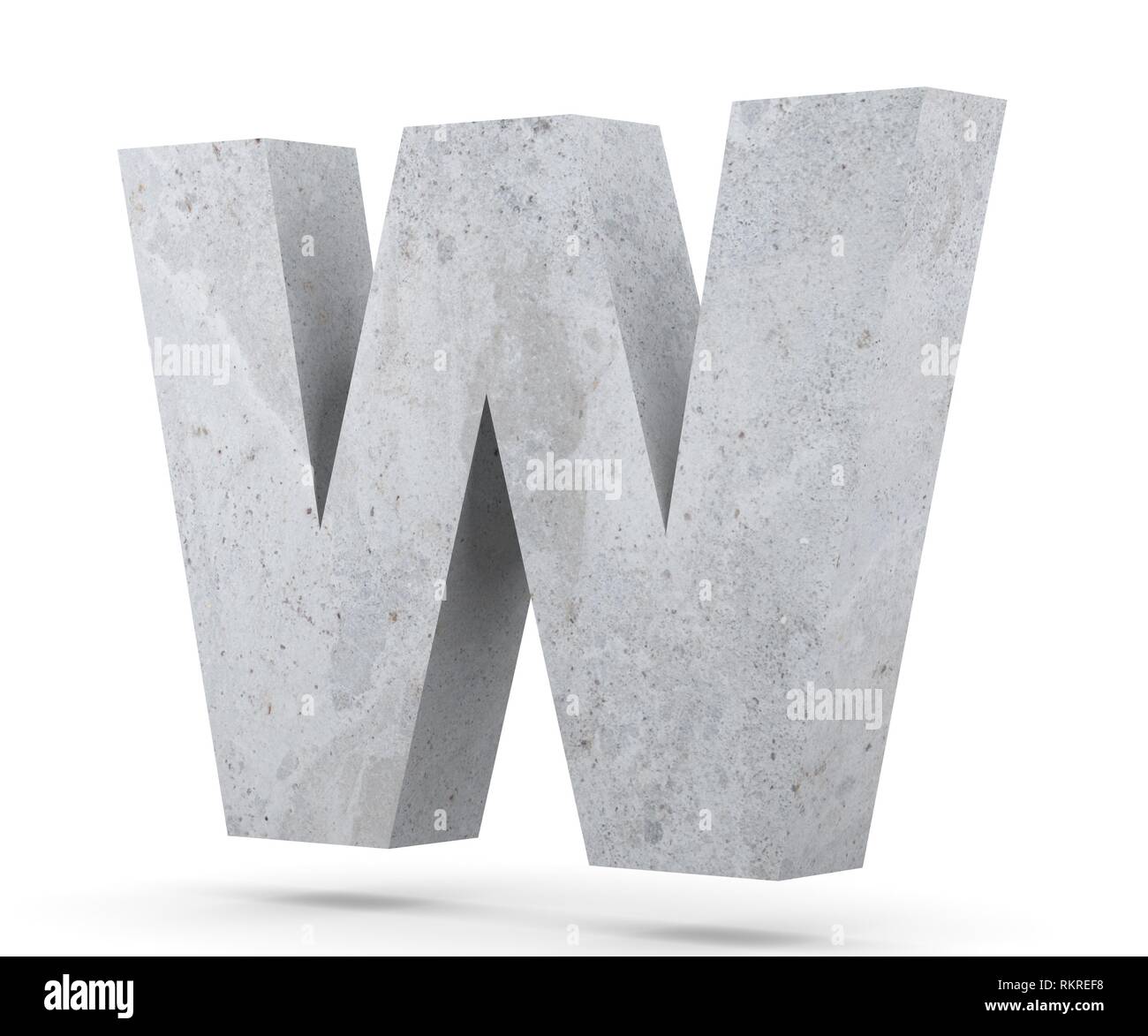 Concrete Capital Letter - W isolated on white background. 3D render ...