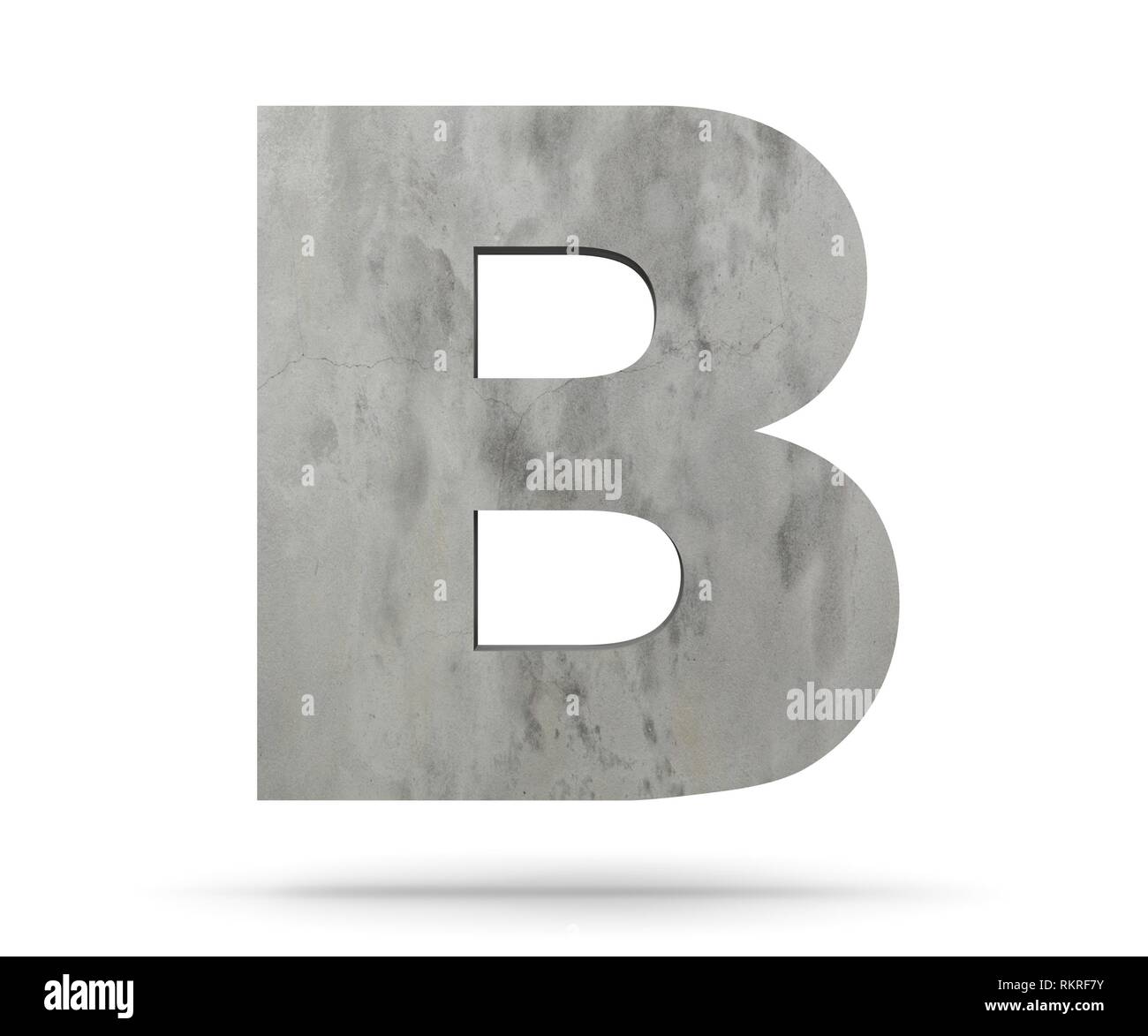 Concrete Capital Letter - B isolated on white background. 3D render ...