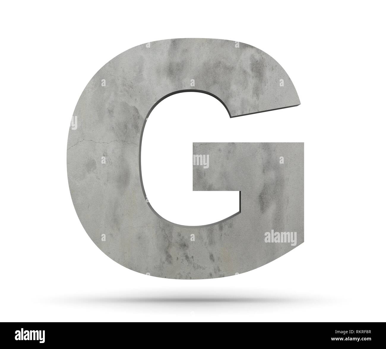 Concrete Capital Letter - G isolated on white background. 3D render ...