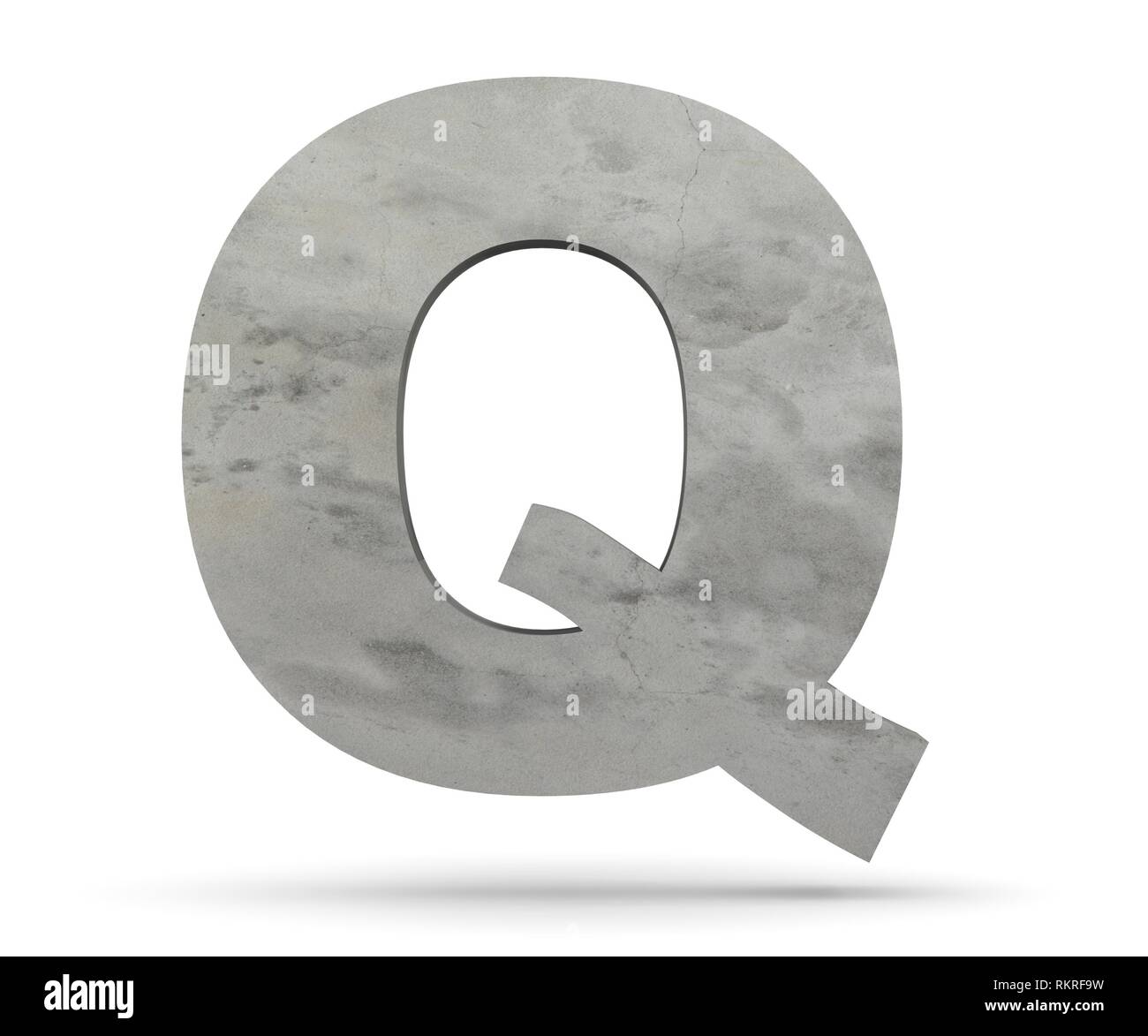 Concrete Capital Letter - Q isolated on white background. 3D render ...