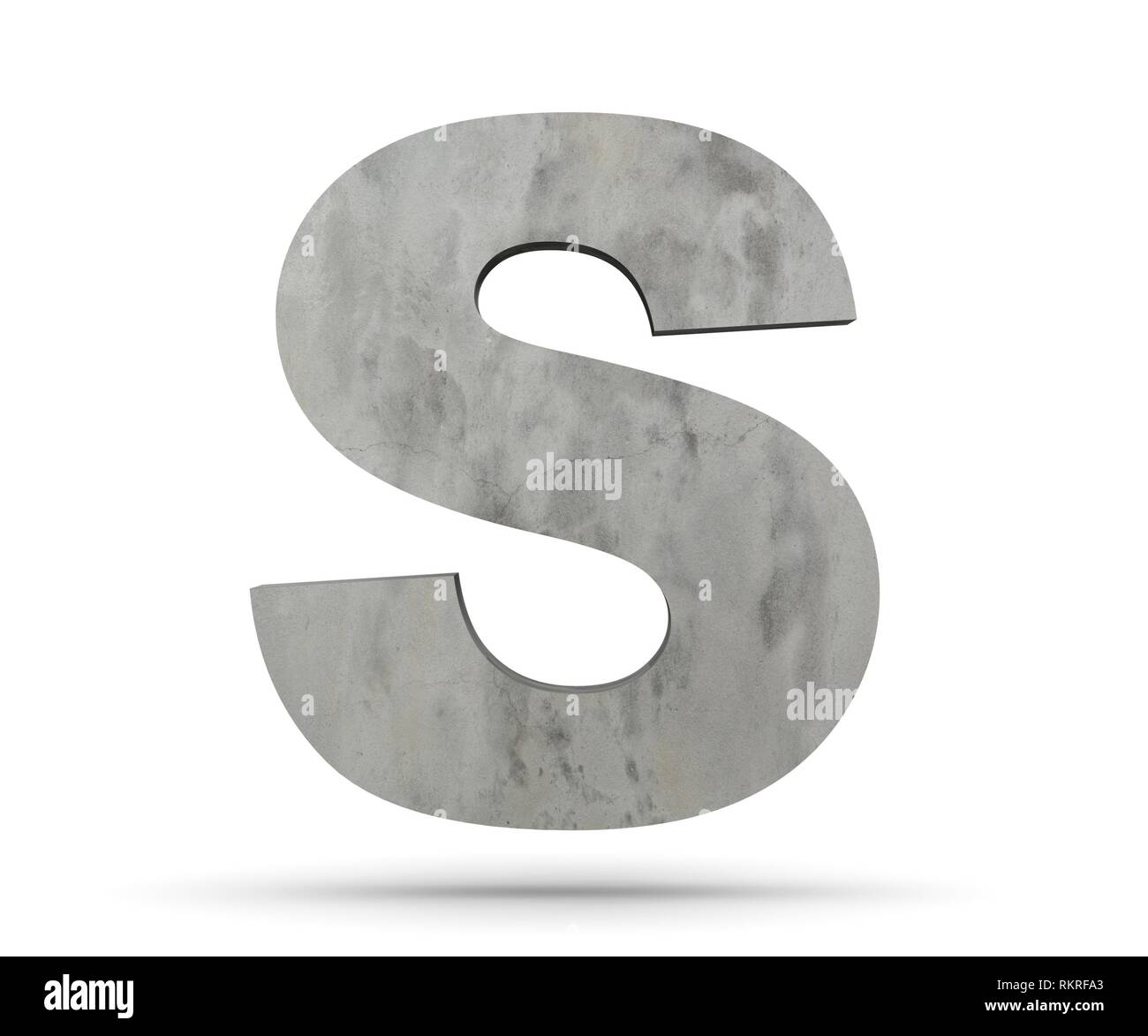 Concrete Capital Letter - S isolated on white background. 3D render ...