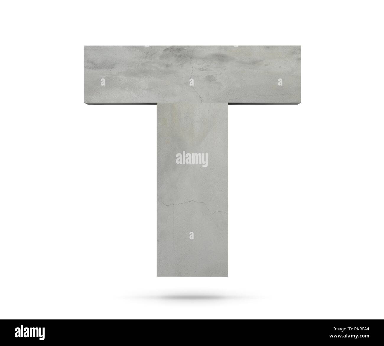 Concrete Capital Letter - T isolated on white background. 3D render ...