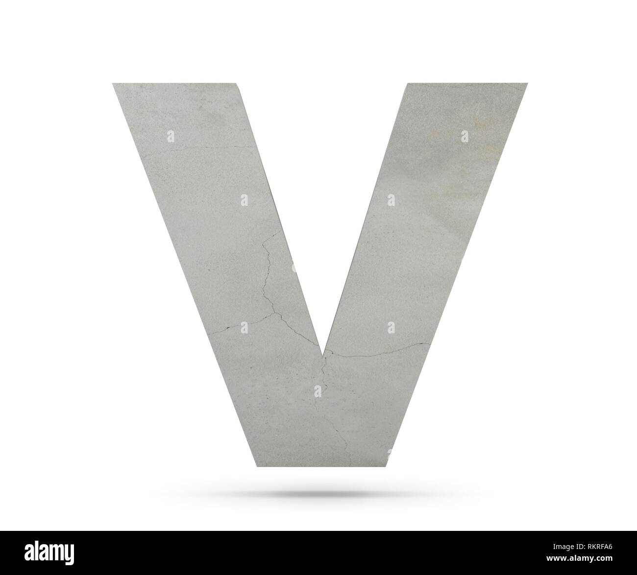 Concrete Capital Letter - V isolated on white background. 3D render ...