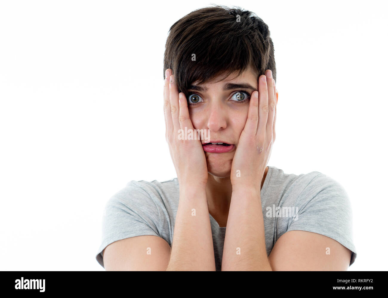 Fear face scared hi-res stock photography and images - Alamy