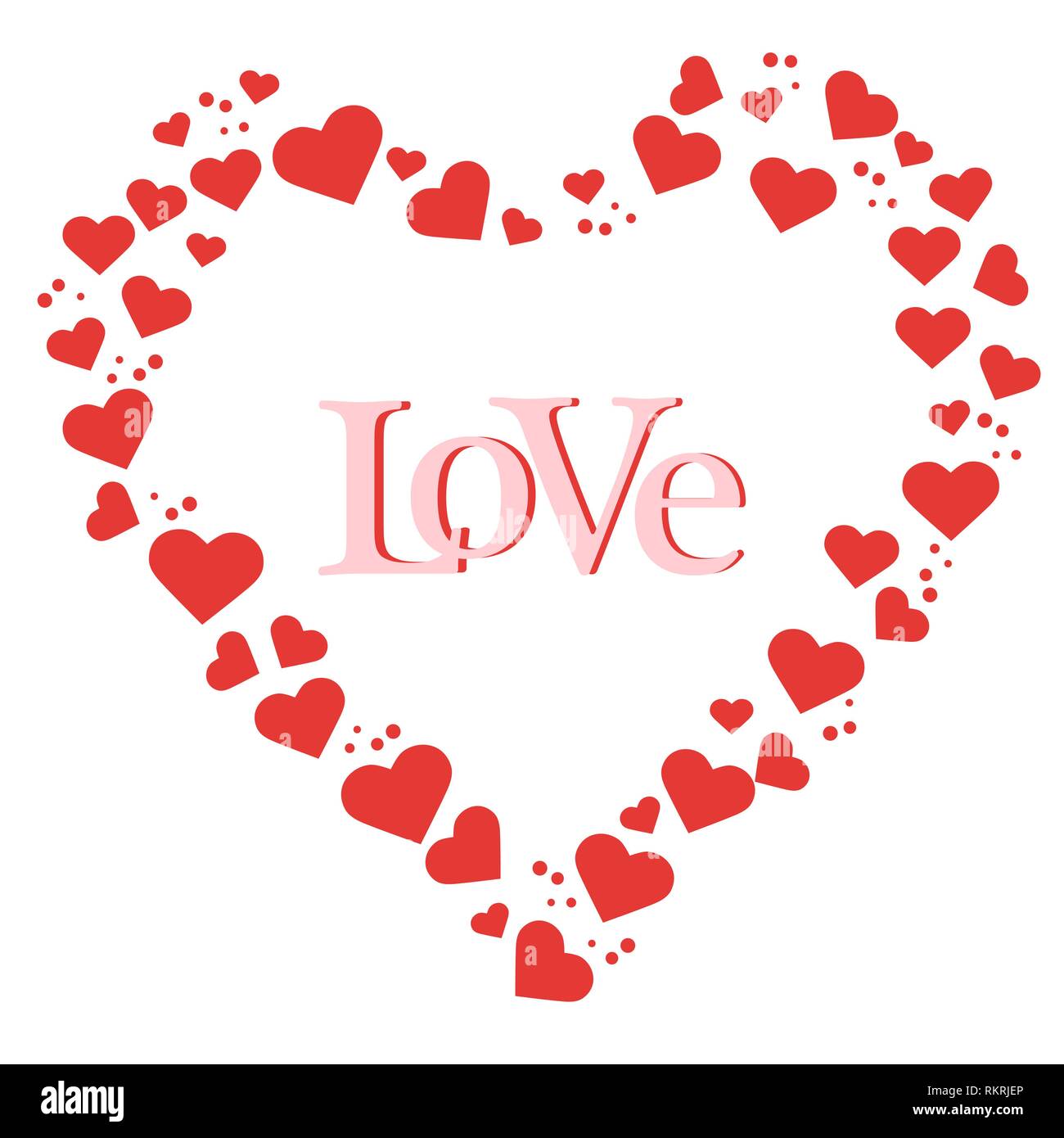 Vector illustration with heart composed of many hearts. Inscription ...