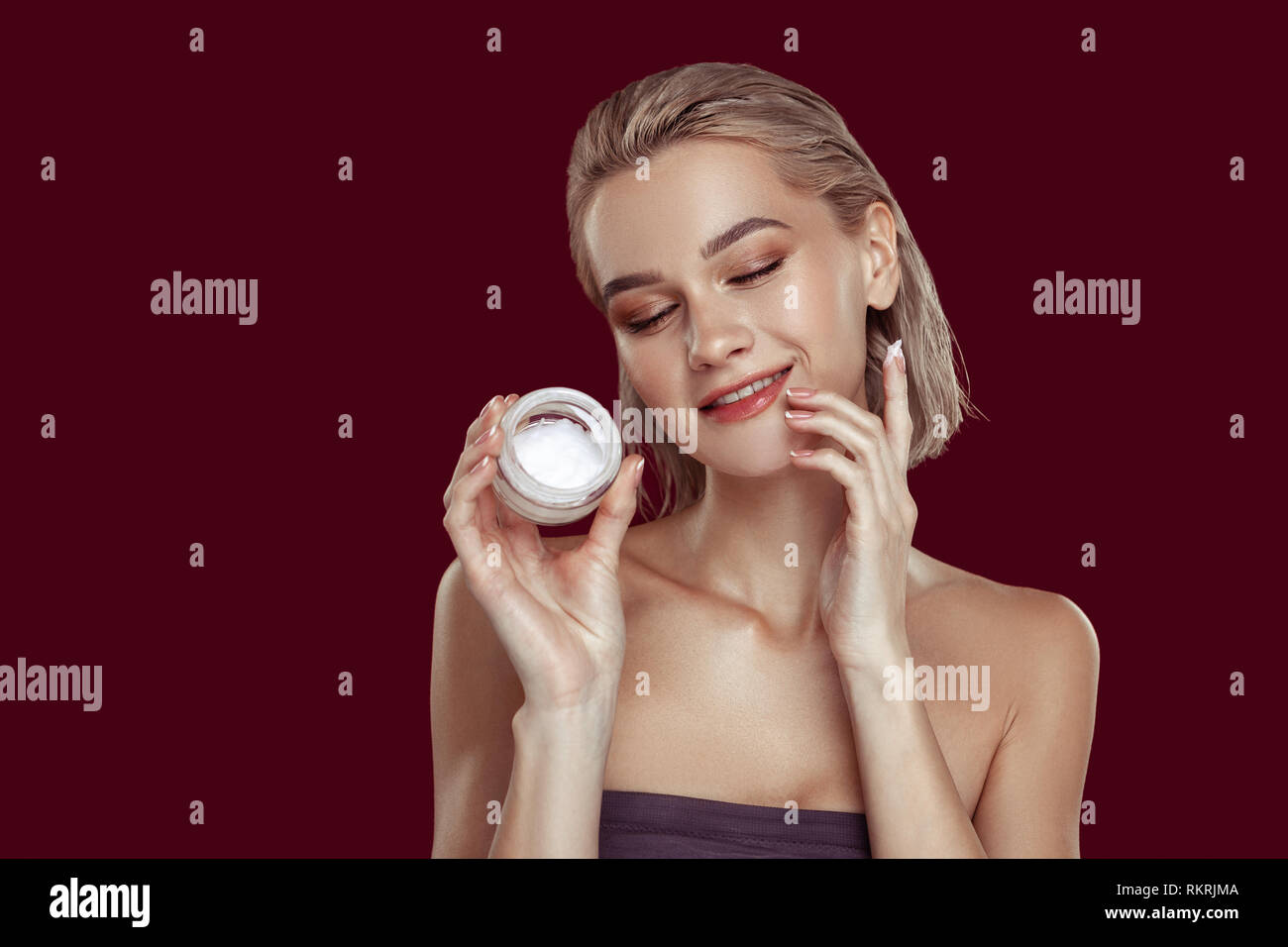 Female blonde cream hi-res stock photography and images - Alamy