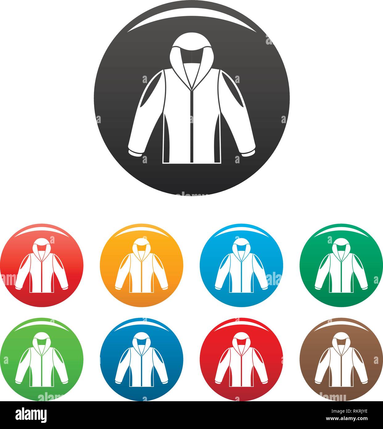 Camp jacket icons set 9 color vector isolated on white for any design ...