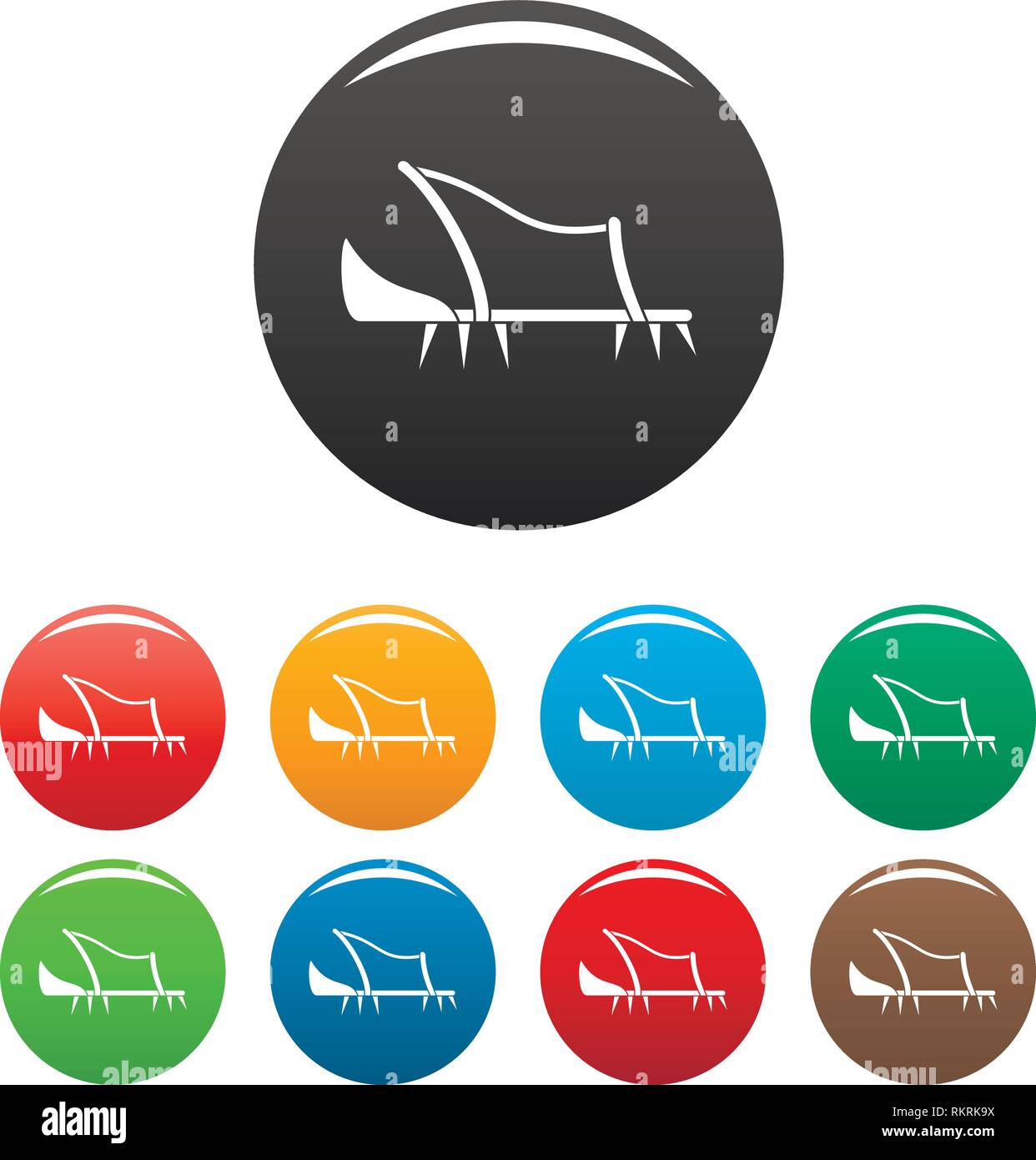 Shoe spike icons set 9 color vector isolated on white for any design ...