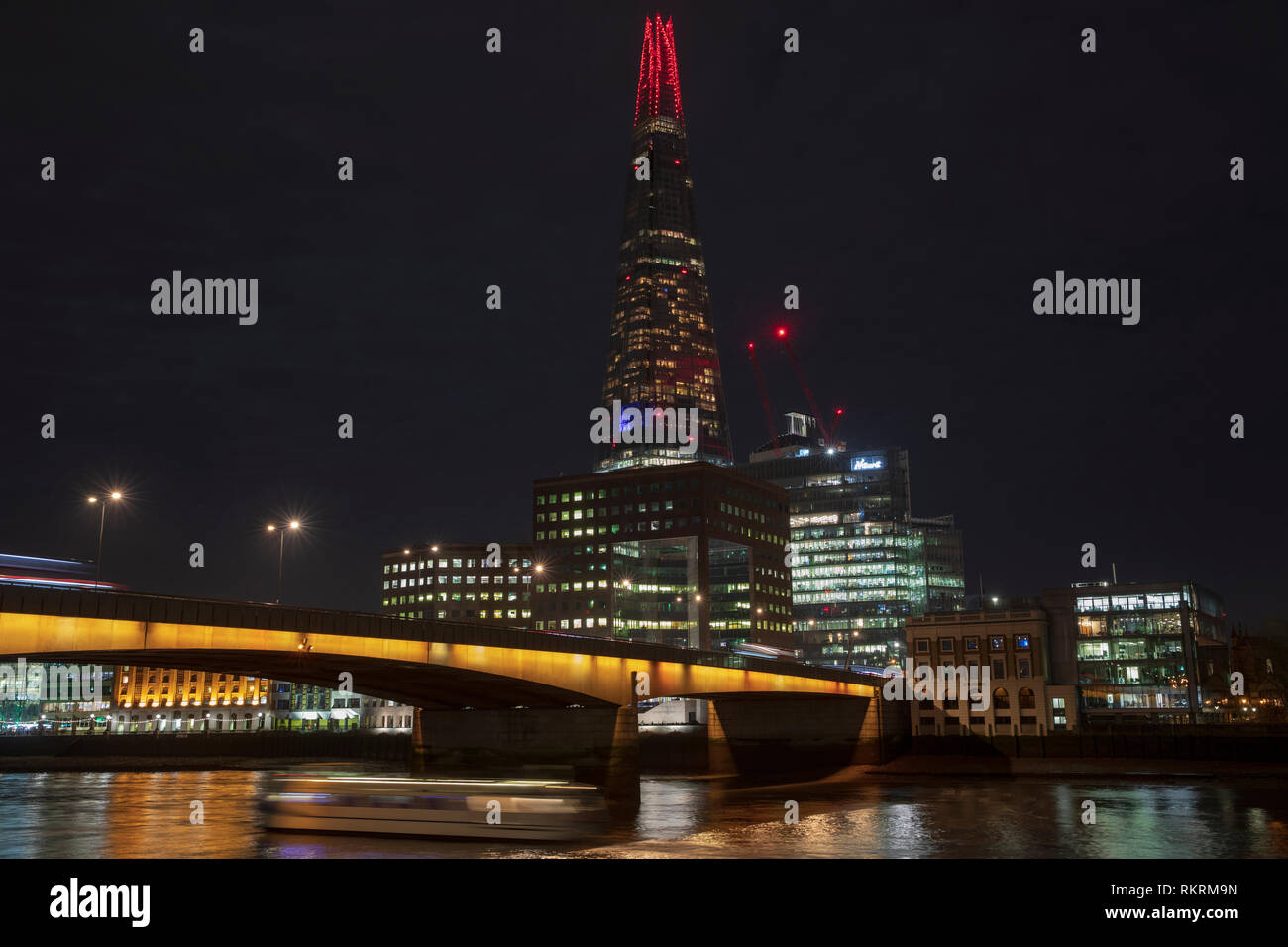 Shard Lights display & London Bridge, London, England Stock Photo - Alamy