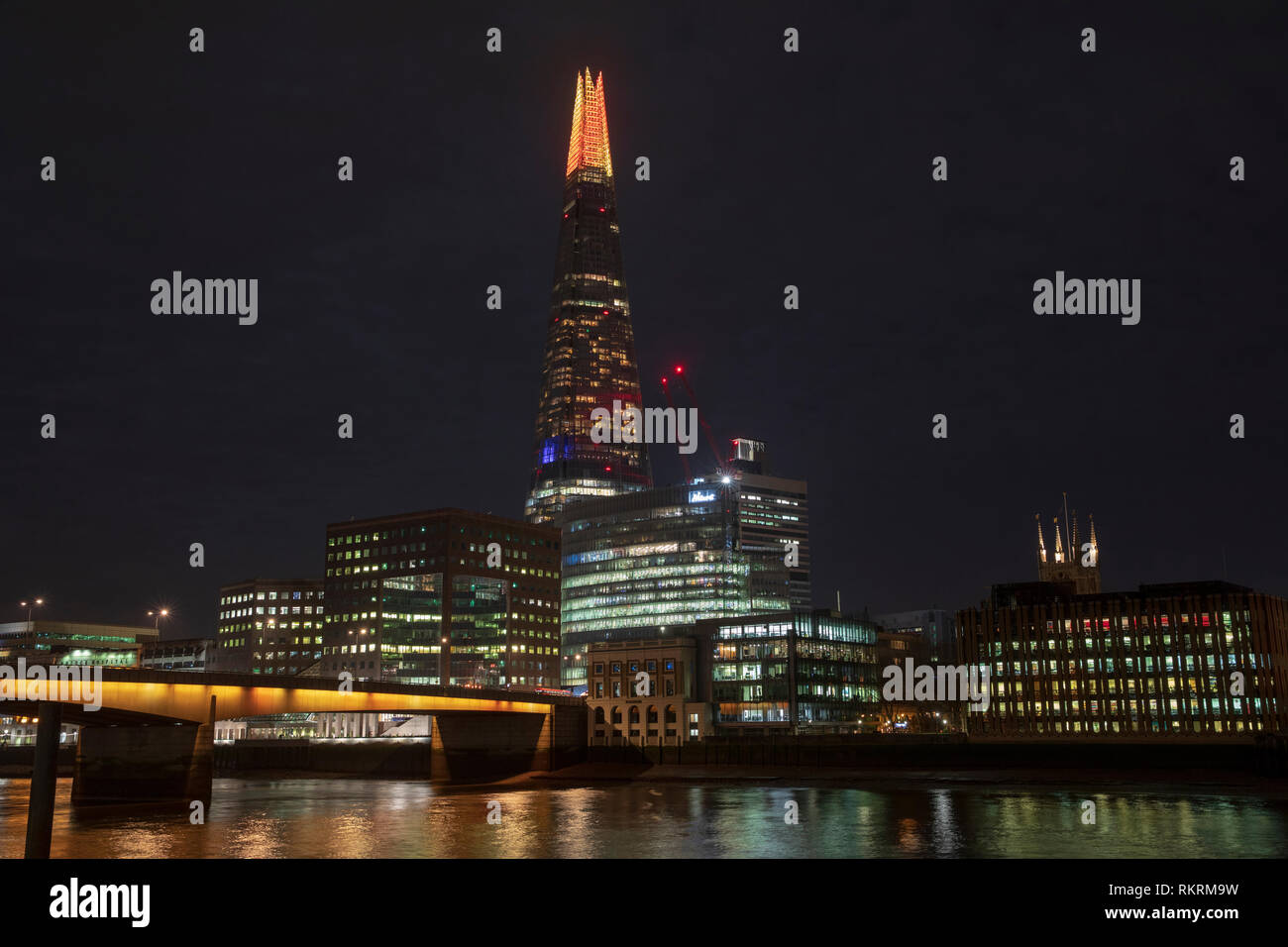 Shard Lights display & London Bridge, London, England Stock Photo - Alamy