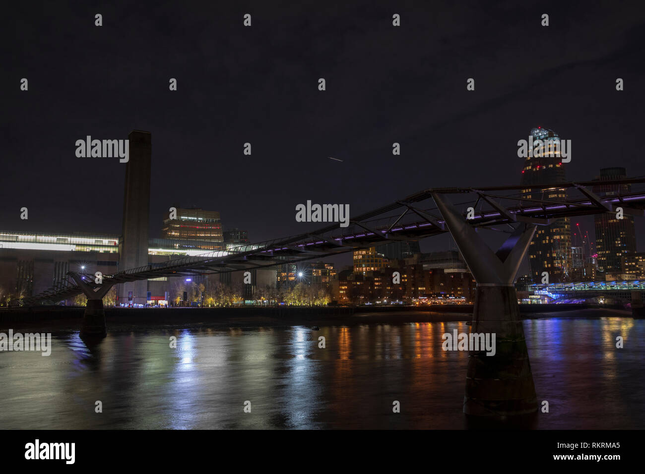 London Millennium Footbridge & One Blackfriars in London, England Stock ...