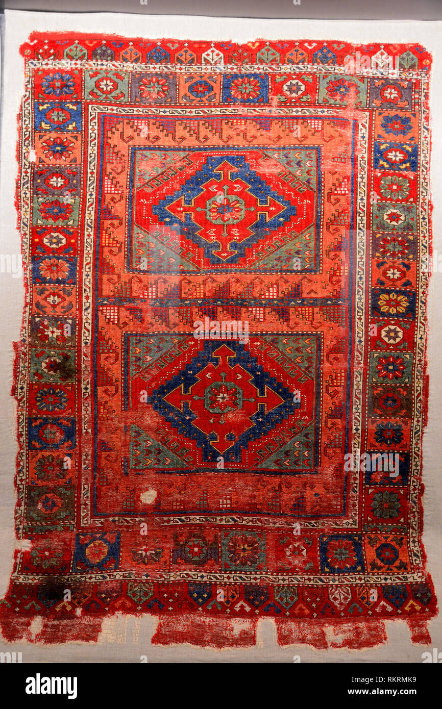 Istanbul, Turkey - April 23, 2017. Typical Turkish carpet from Central ...