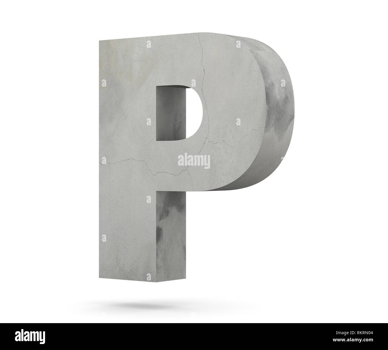 Concrete Capital Letter - P isolated on white background. 3D render ...