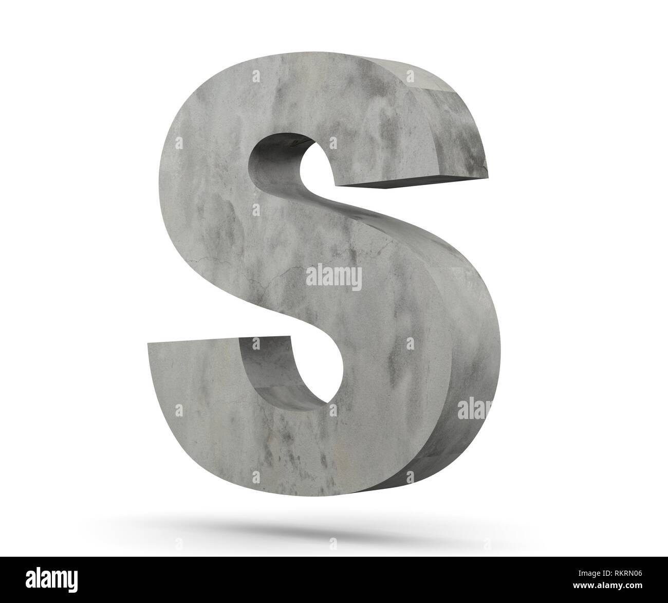Concrete Capital Letter - S isolated on white background. 3D render ...