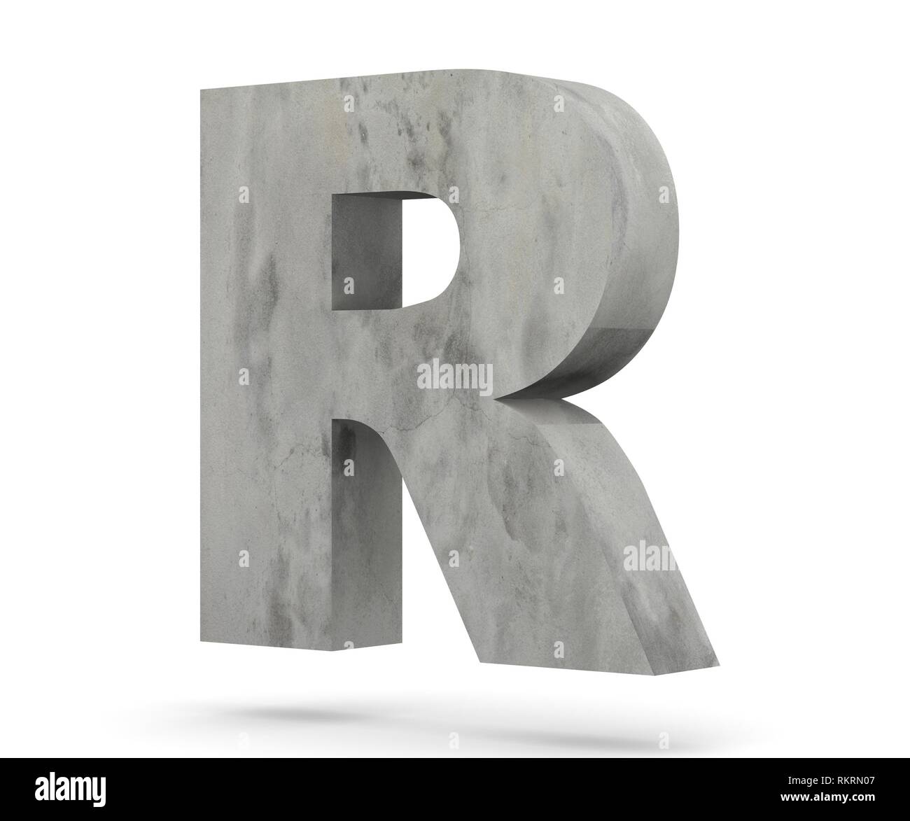 Concrete Capital Letter - R isolated on white background. 3D render ...