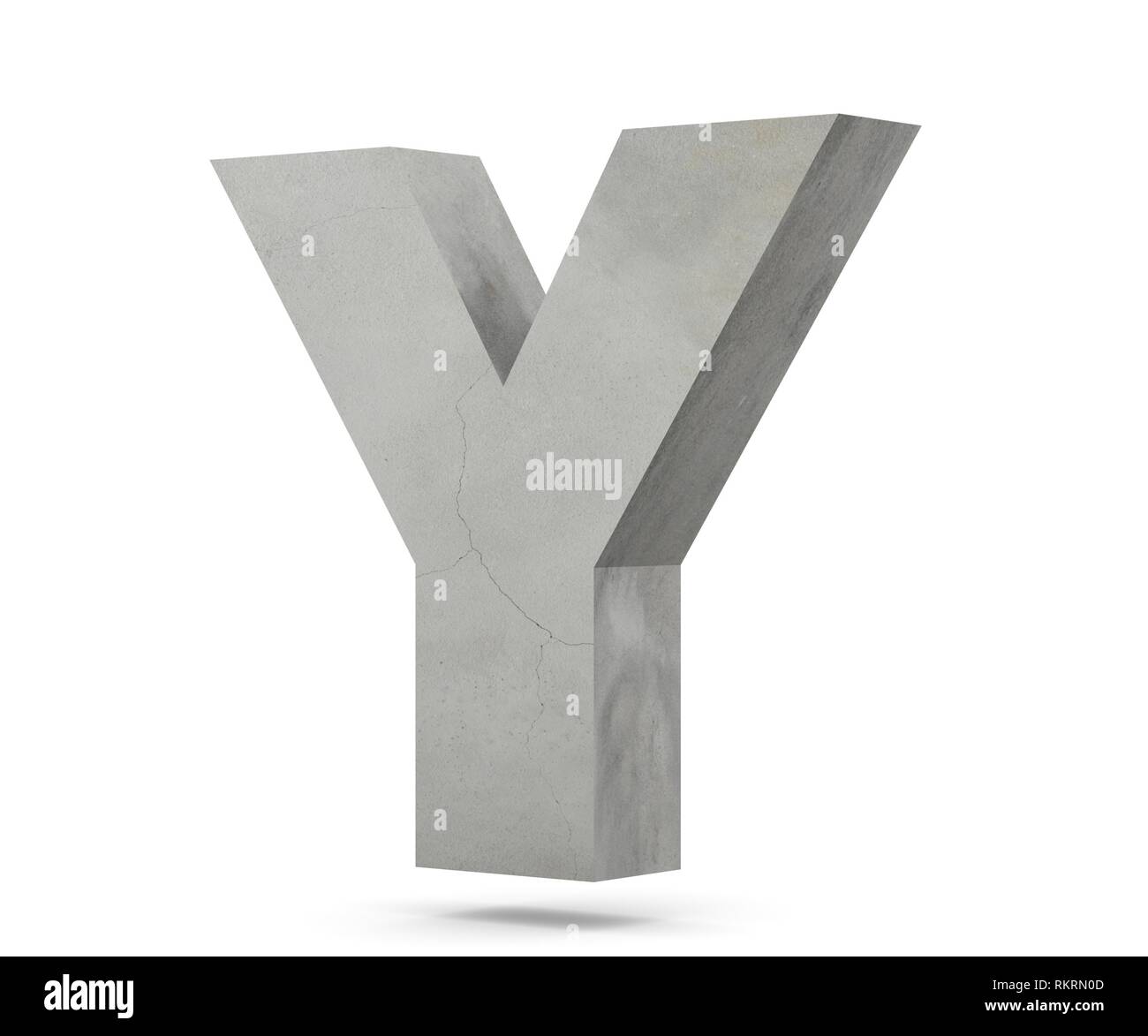 Concrete Capital Letter - Y isolated on white background. 3D render ...