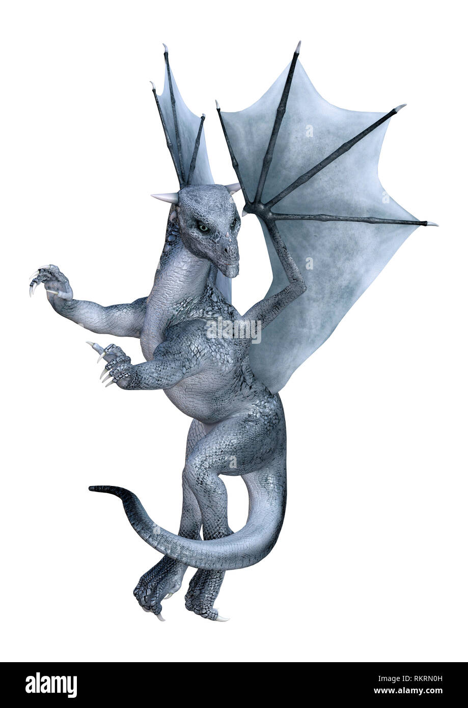 3D rendering of a fantasy dragon whelp isolated on white background ...