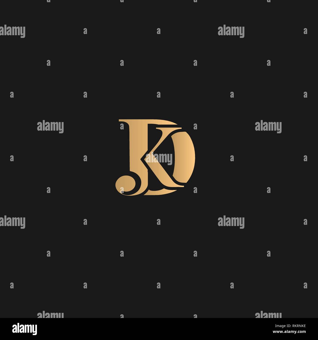 JKD, DJK, logo Vector Golden yellow on black background Stock Vector ...