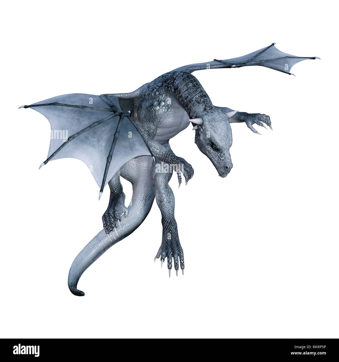 3D rendering of a fantasy dragon whelp isolated on white background ...