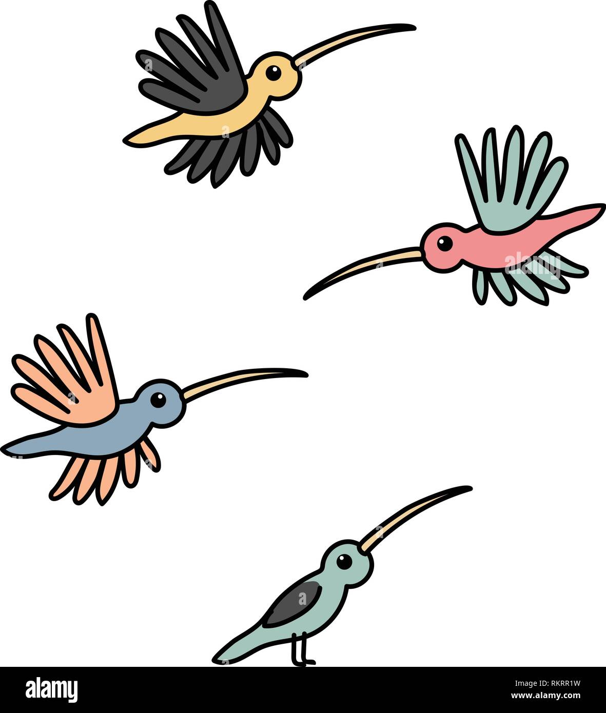 vector cartoon animal clipart little colibri birds Stock Vector Image ...