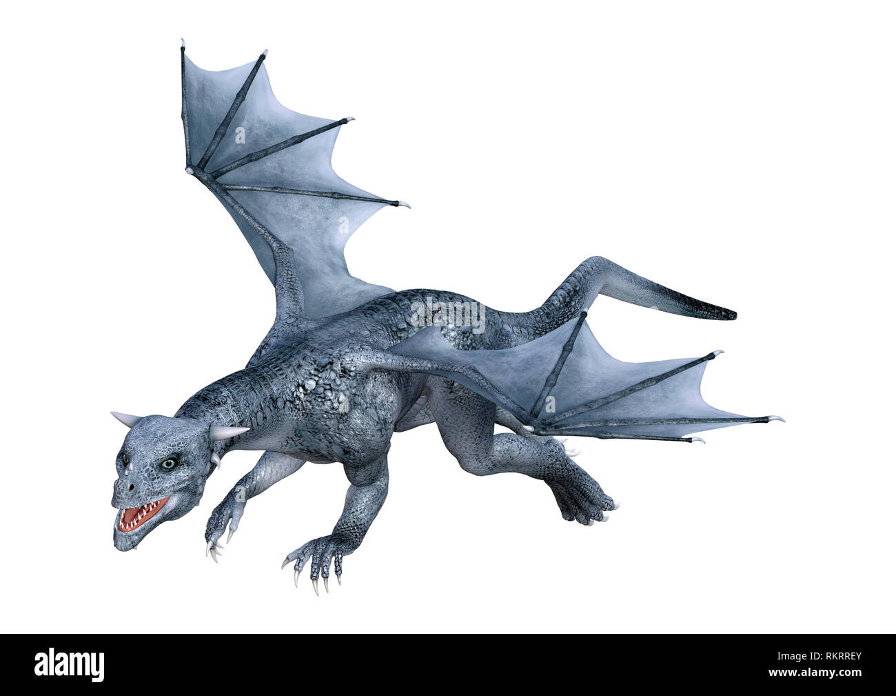 3D rendering of a fantasy dragon whelp isolated on white background ...