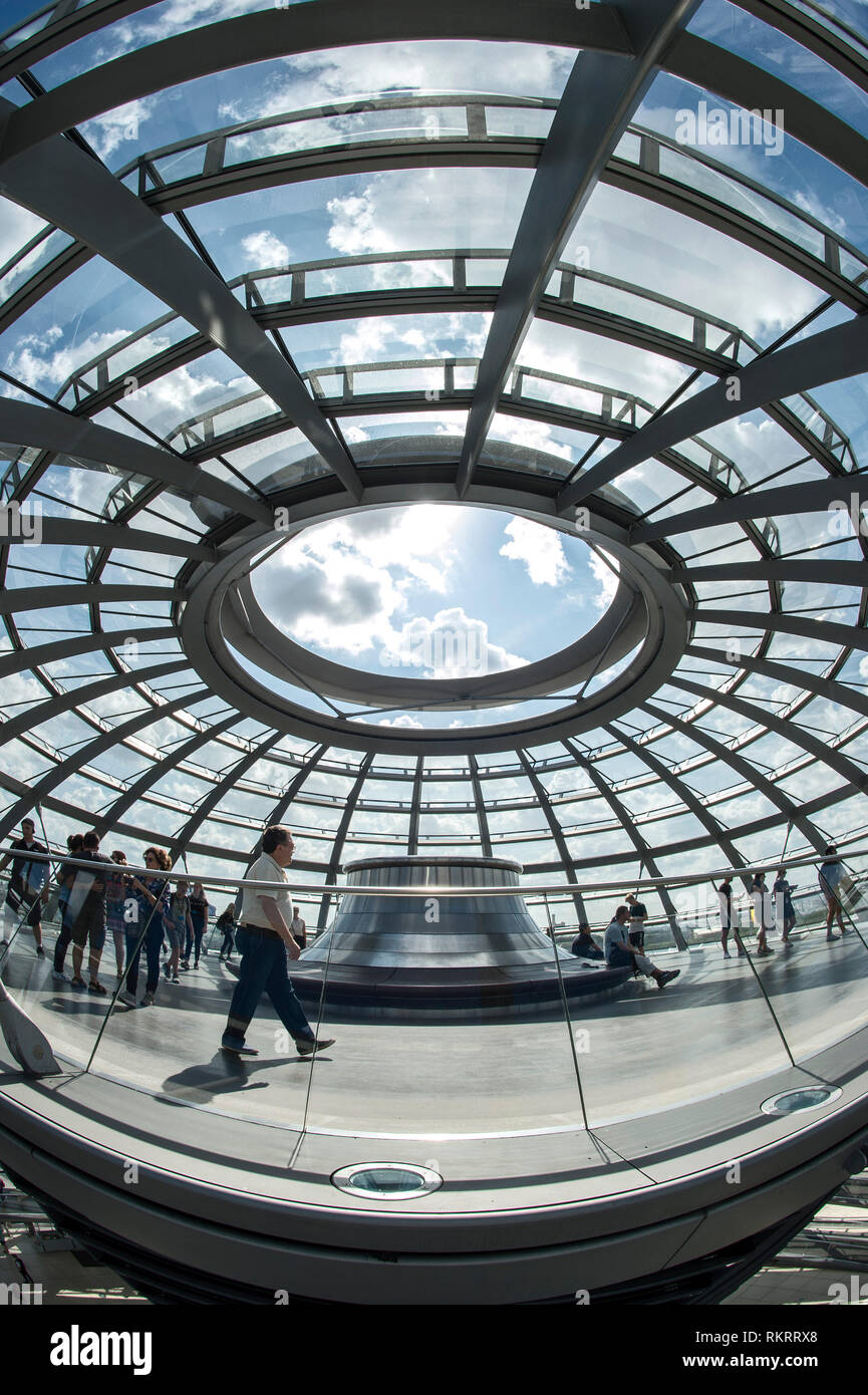 Interior view of the dome on the Reichstag building by architect Sir ...