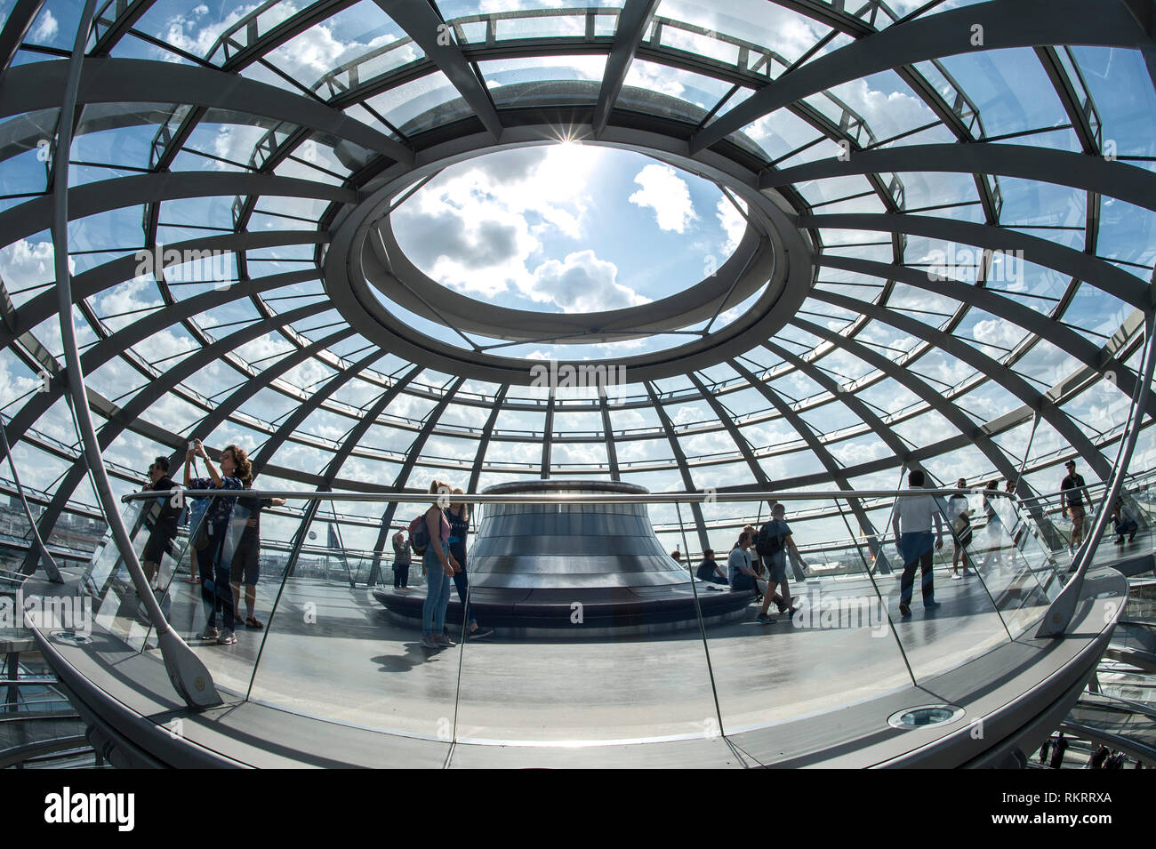 Interior view of the dome on the Reichstag building by architect Sir ...