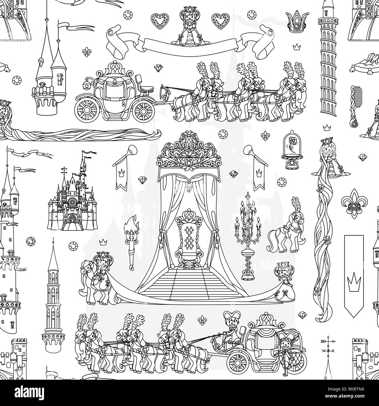 vector seamless pattern Little Princess paper art Stock Vector Image ...