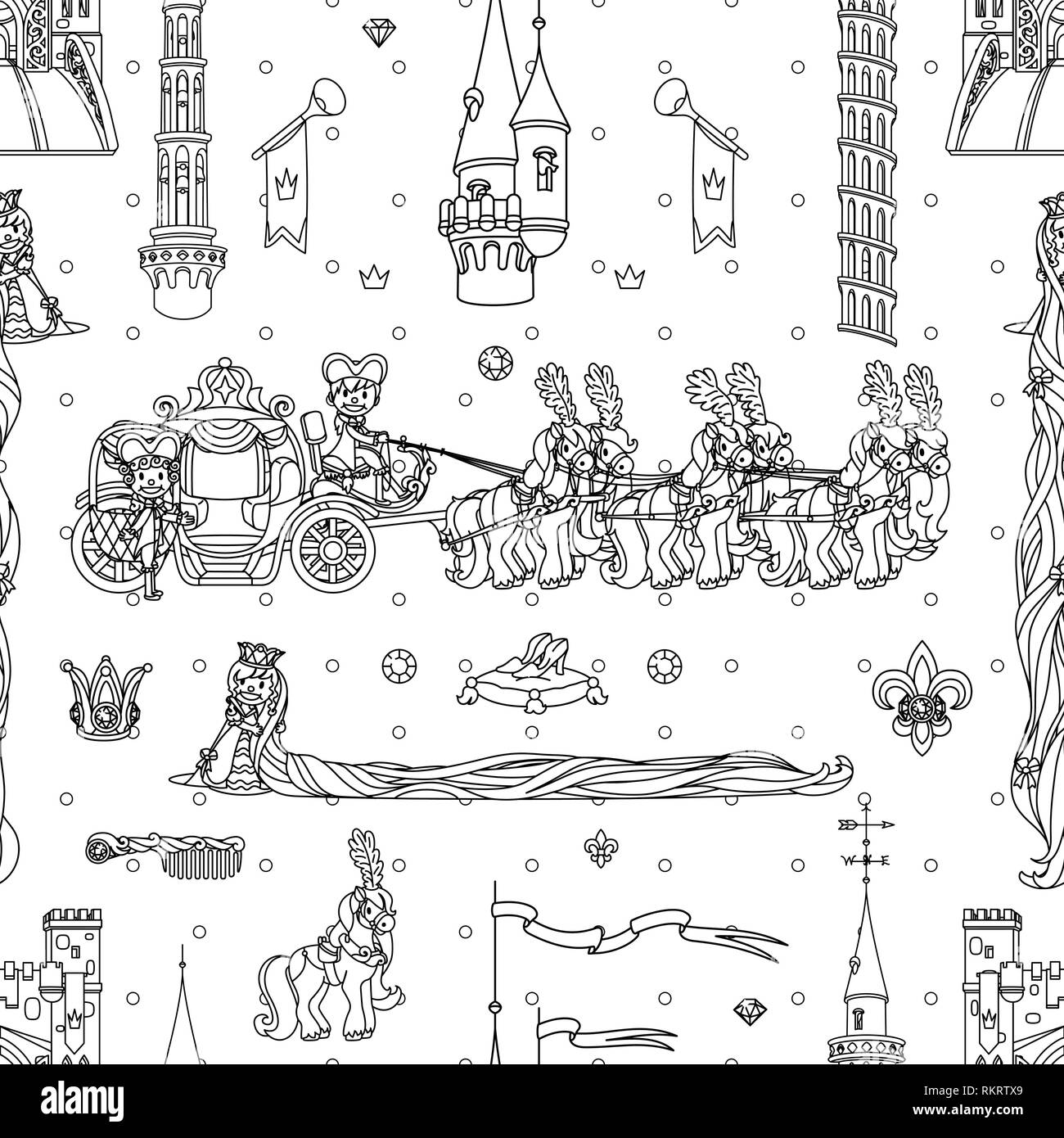 vector seamless pattern Little Princess paper art Stock Vector Image ...