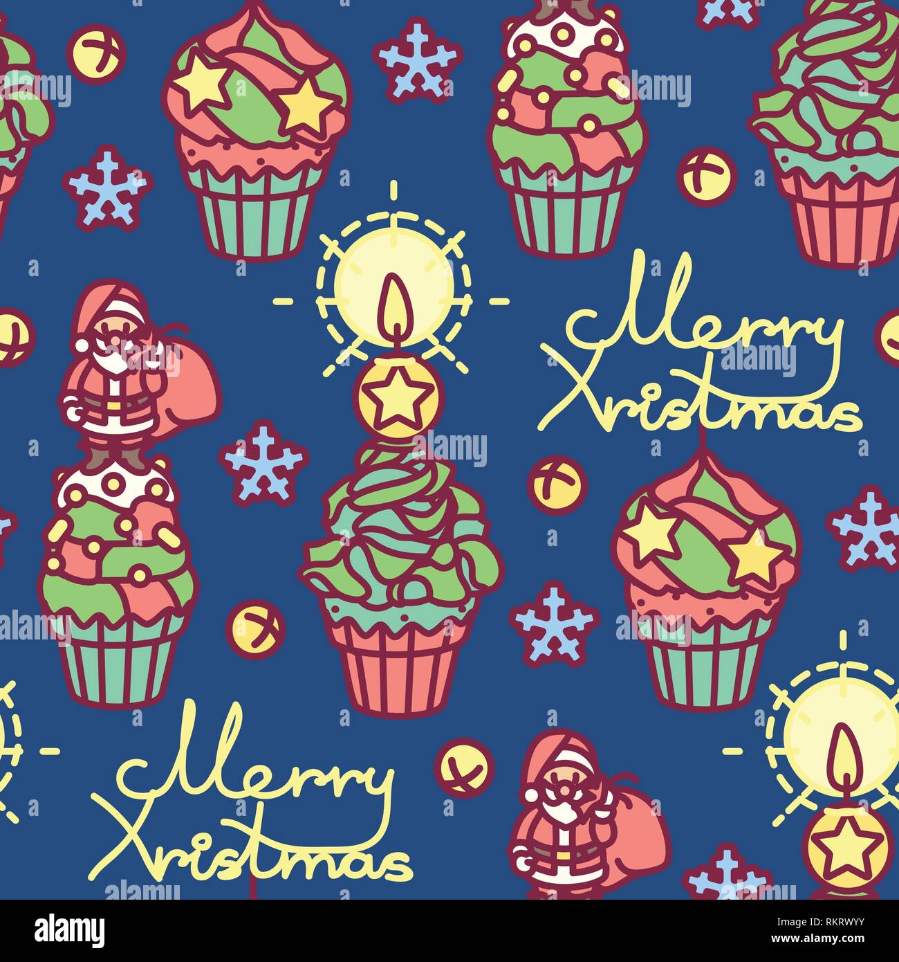 vector christmas seamless pattern flat paper art Stock Vector Image ...